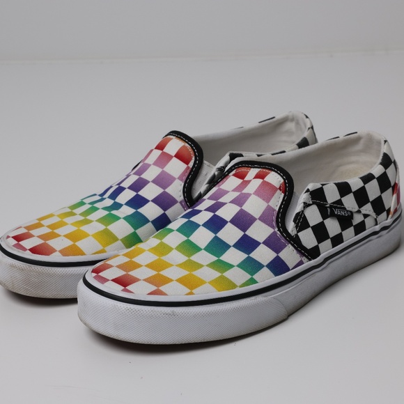 Vans | Shoes | Vans Slip On Rainbow Checkerboard | Poshmark